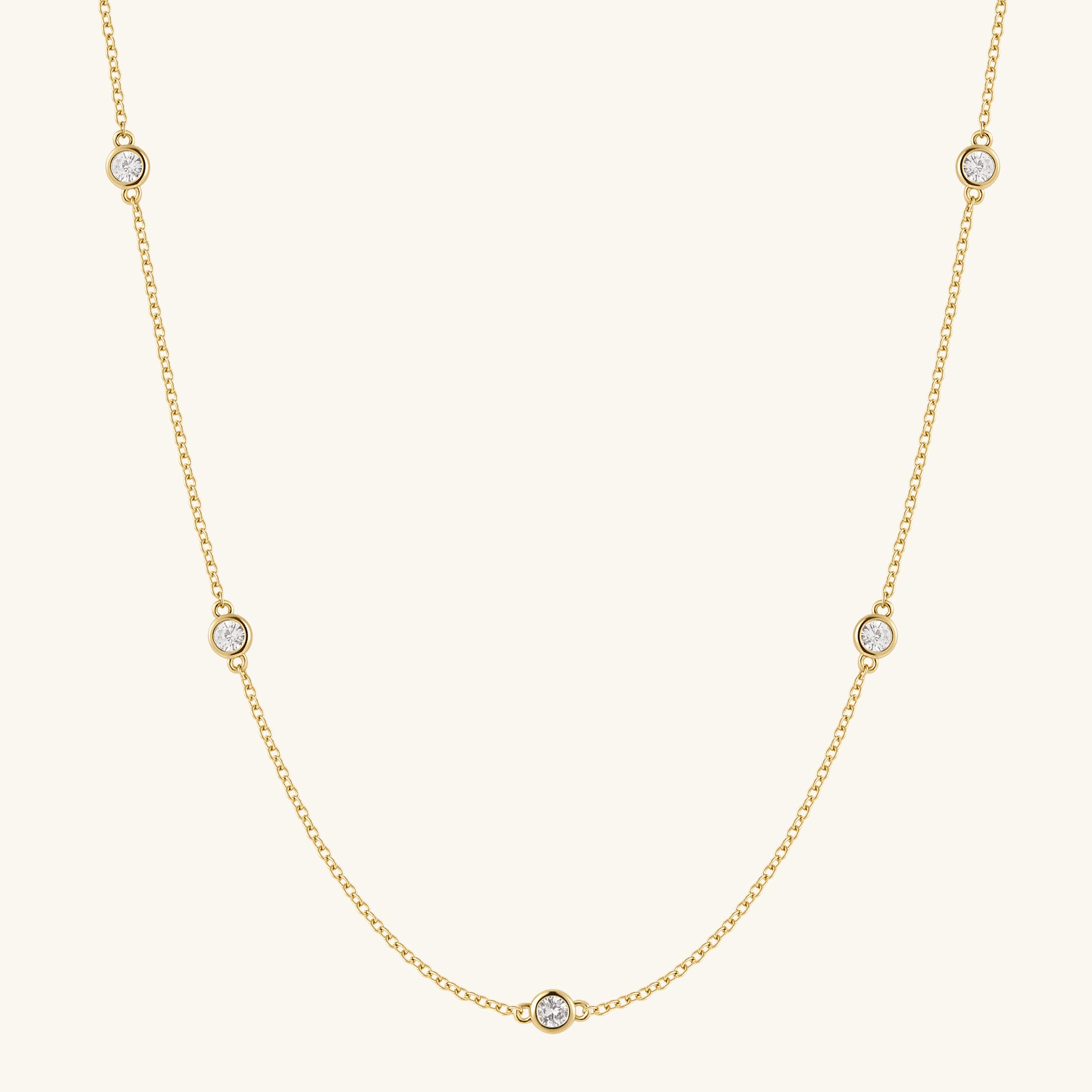 Gold Filled 5 Diamond Necklace – Heart Made of Gold