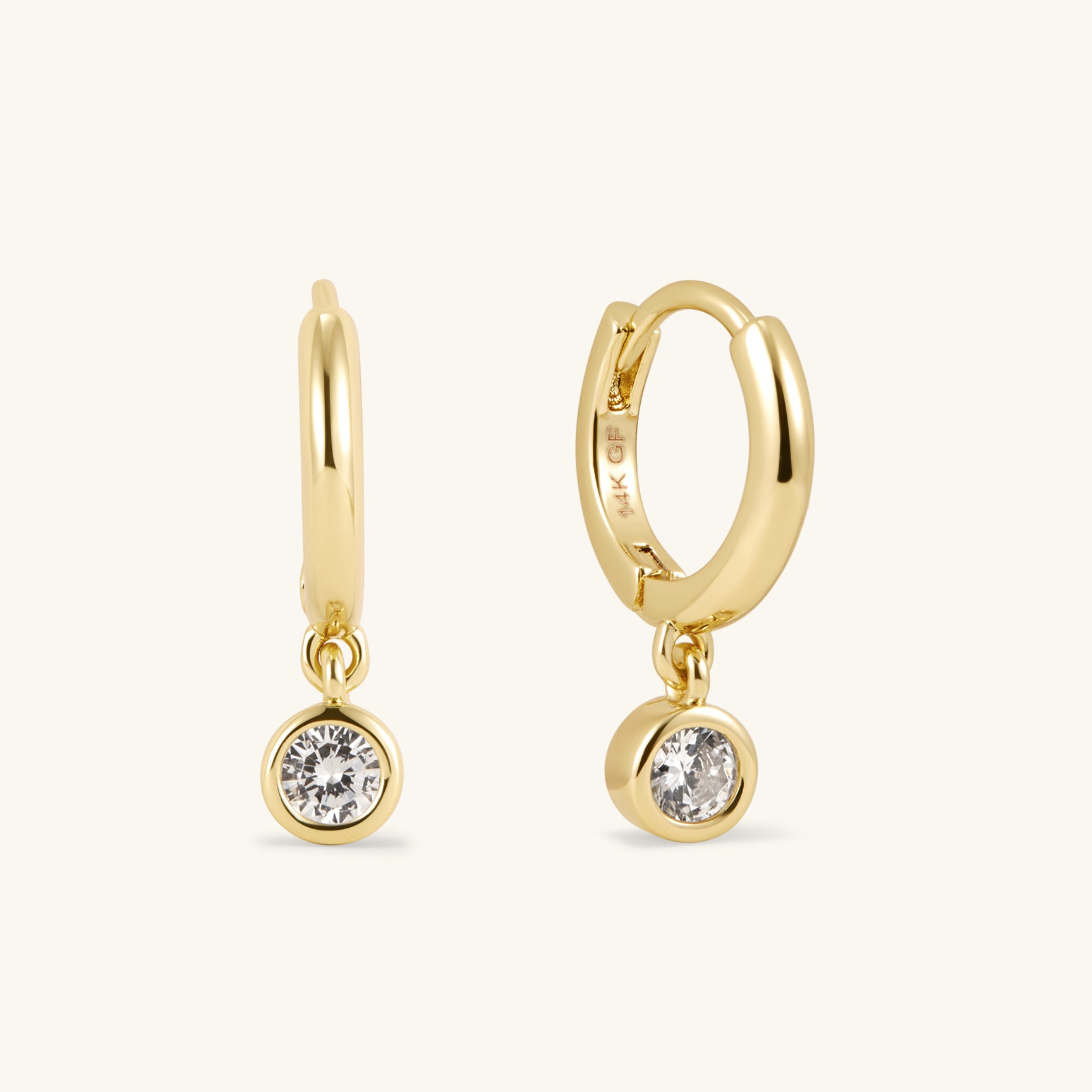 Gold Filled Diamond Drop Hoops – Heart Made of Gold