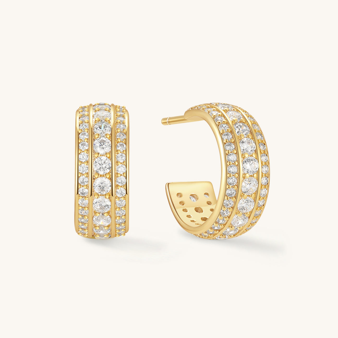 Pave Dome Hoops – Heart Made of Gold