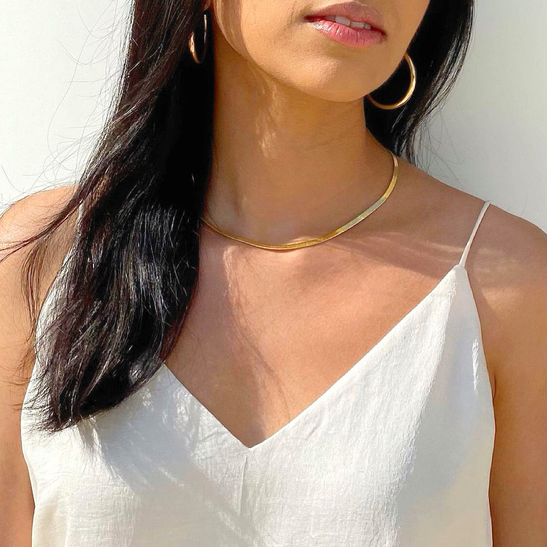 Gold filled herringbone necklace store