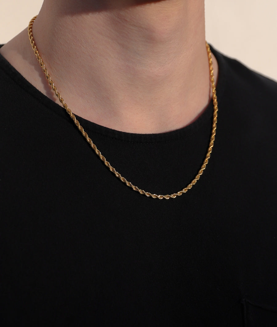 3mm Rope Chain – Heart Made of Gold