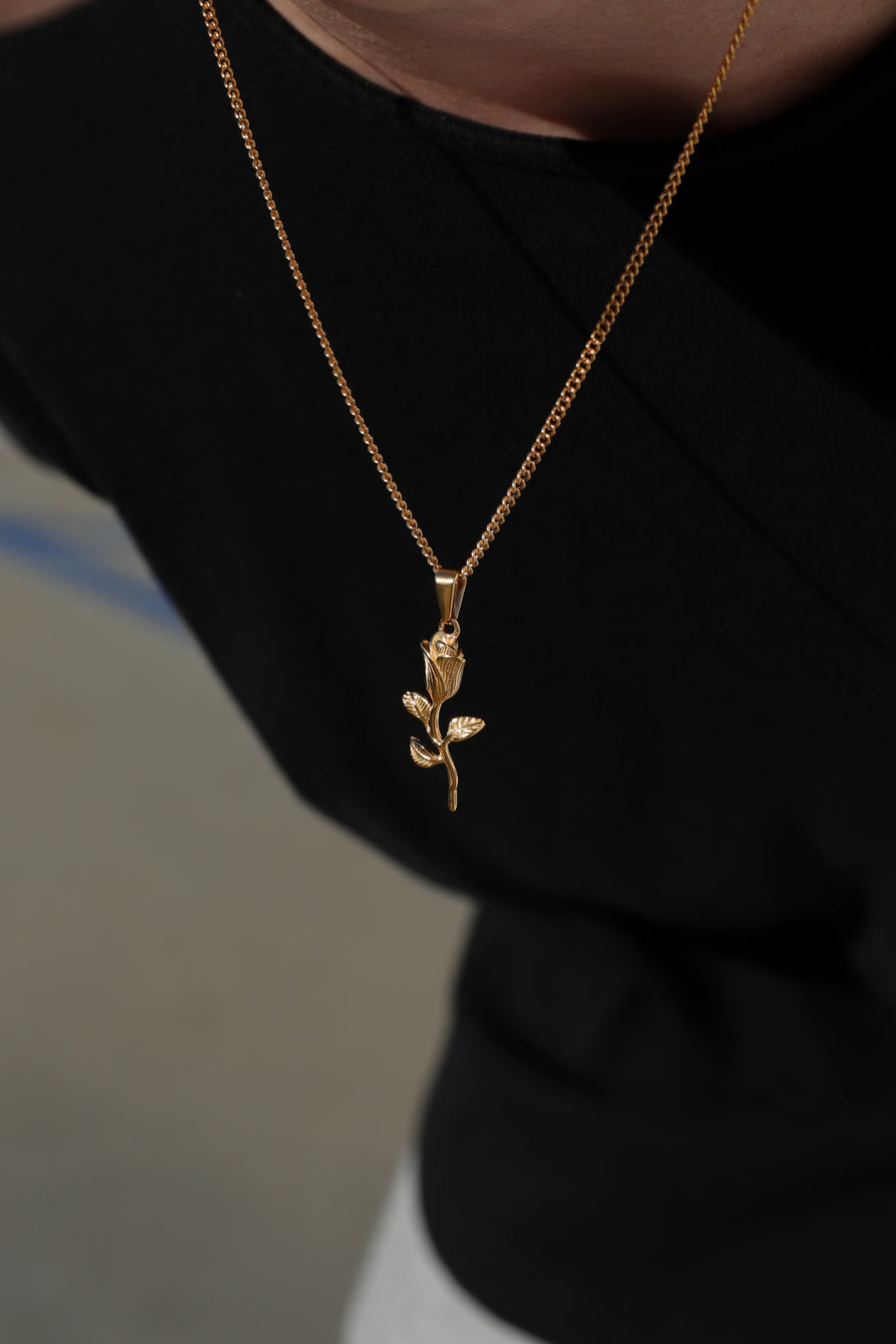 Large Rose Pendant Necklace – Heart Made of Gold