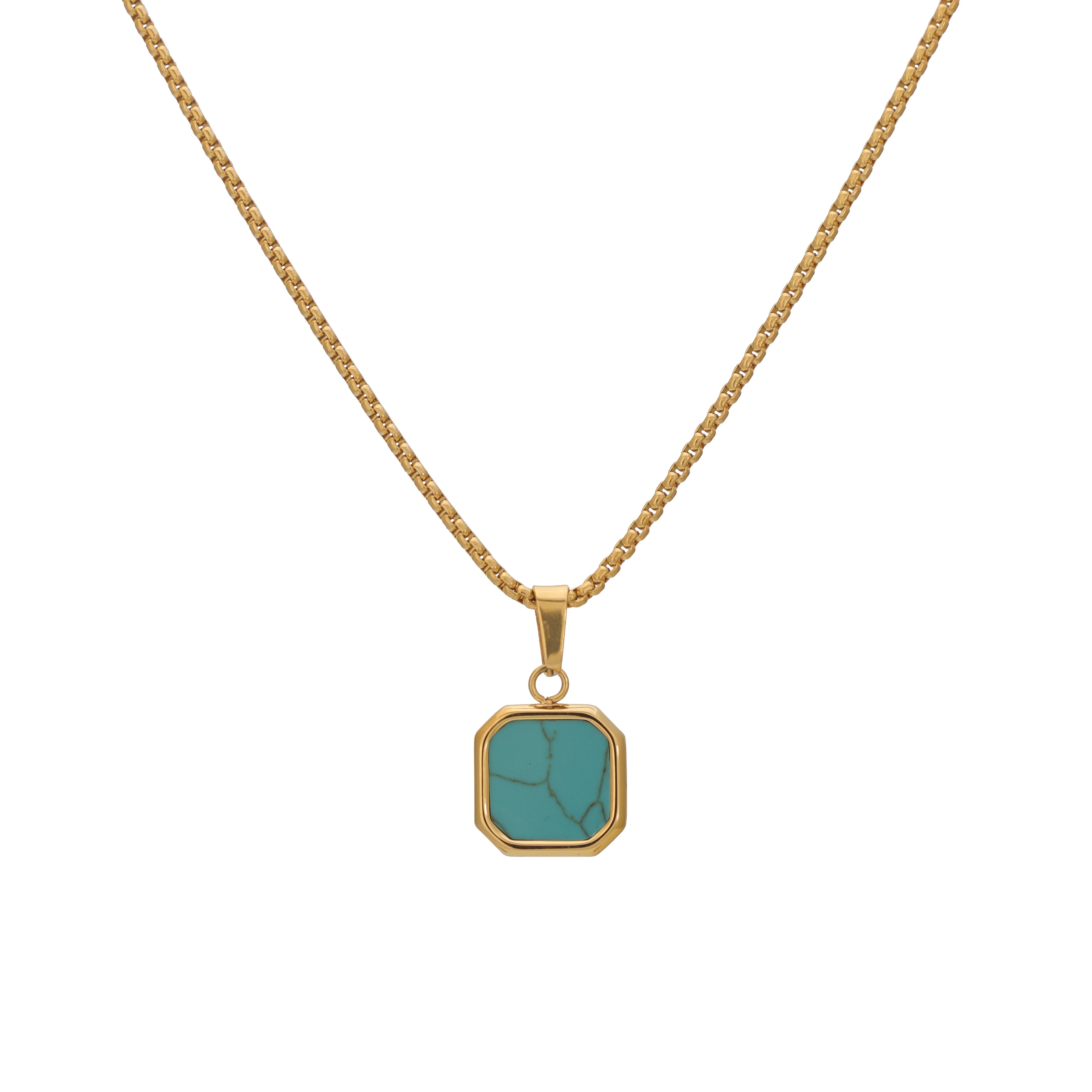 Turquoise Stone Pendant – Heart Made of Gold